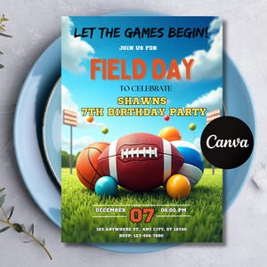 Editable Field Day Invitation, Sports Flyer Invite, Printable Template ...