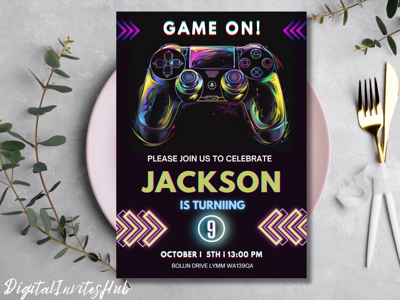 Editable Video Game Party Invitation, Level up Birthday Invite, Gamer ...