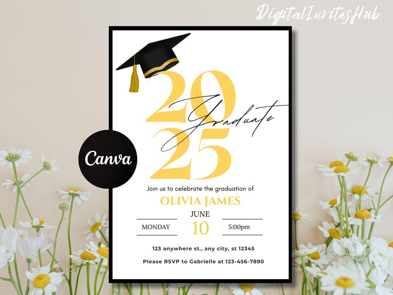 Graduation Invitation Template: Class of 2025, Editable 5x7 (digital ...