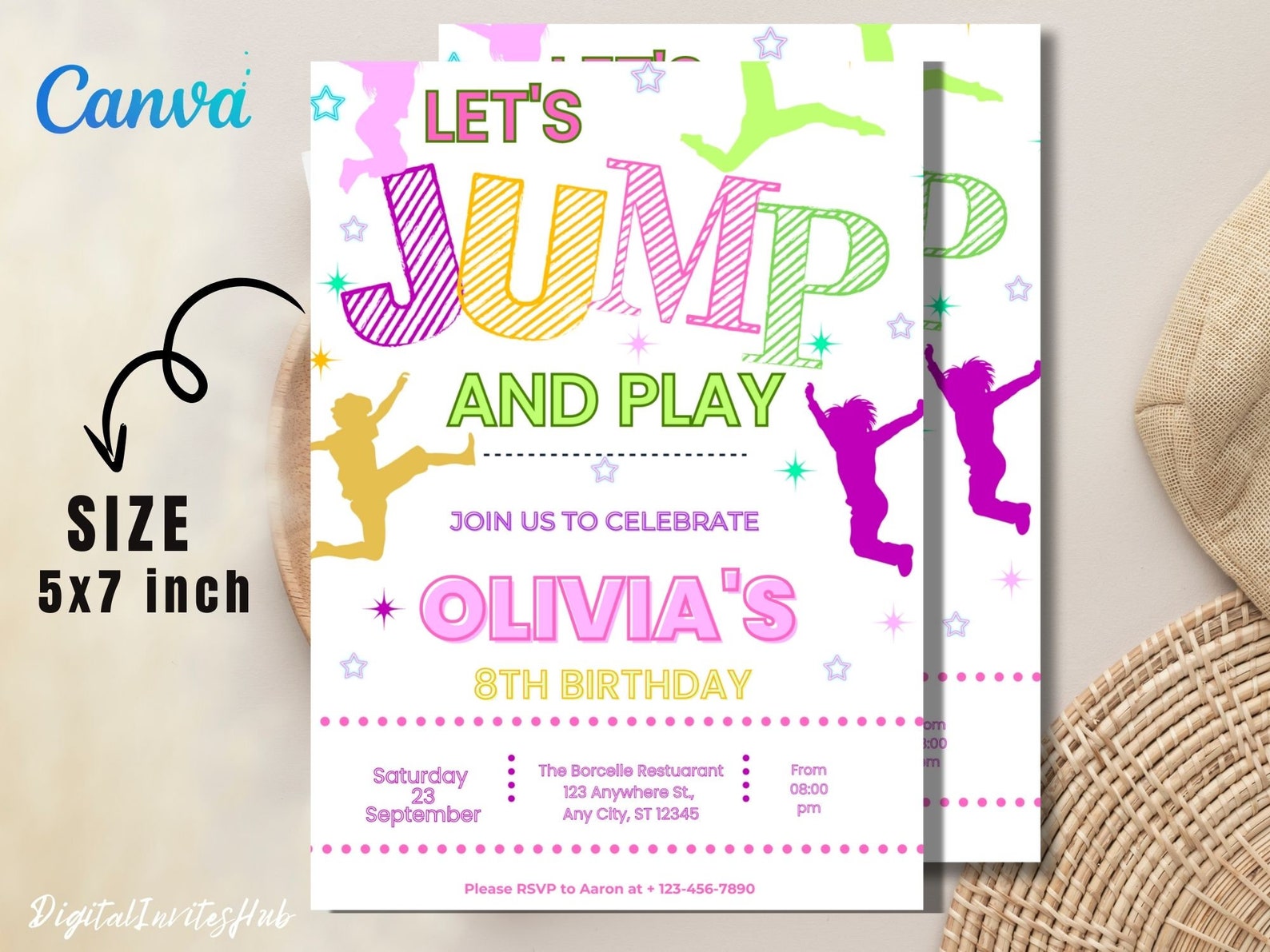 Jump Invitation Editable Jump Birthday Invite Trampoline Party Bounce ...