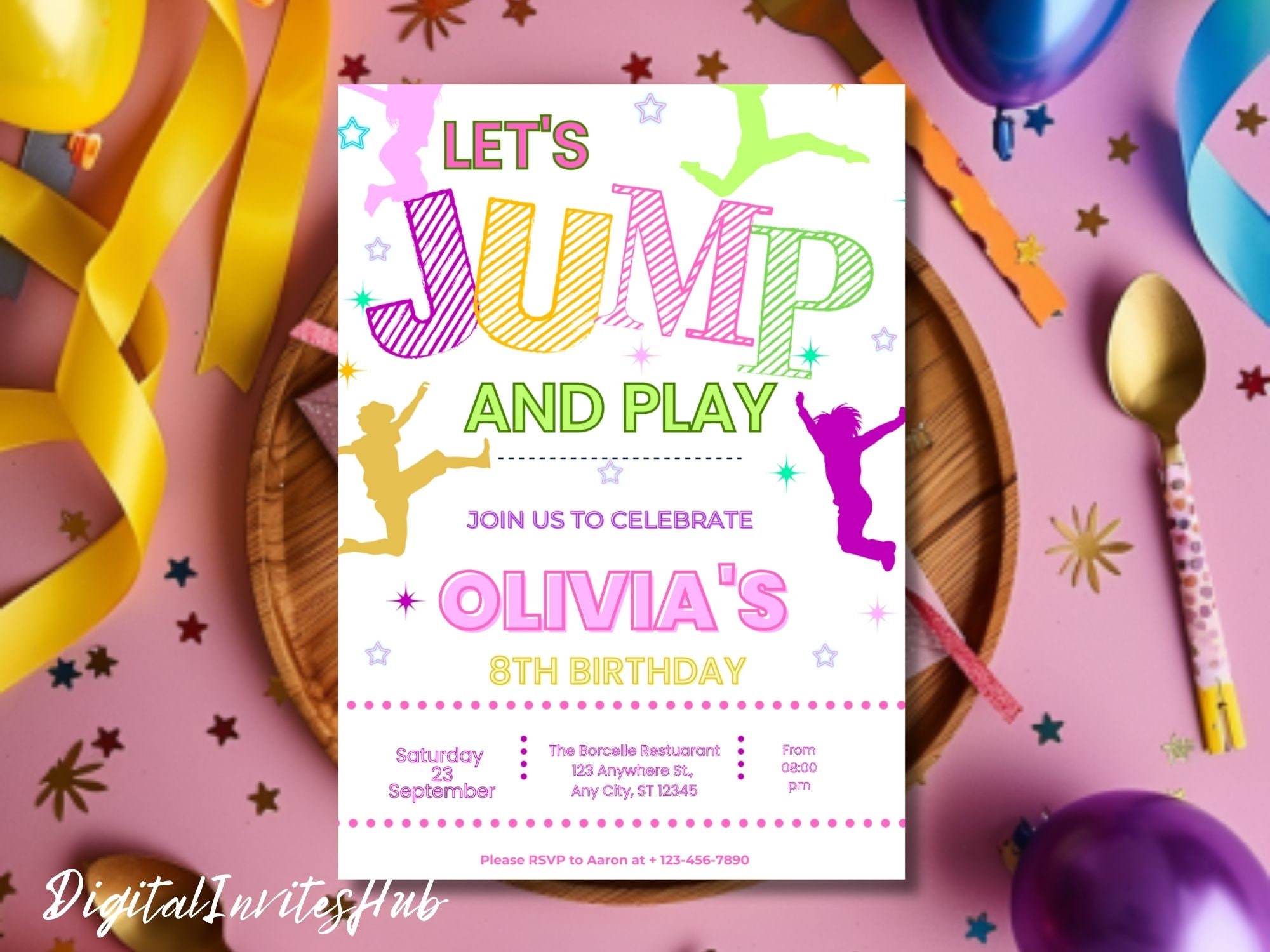 Jump Invitation Editable Jump Birthday Invite Trampoline Party Bounce ...