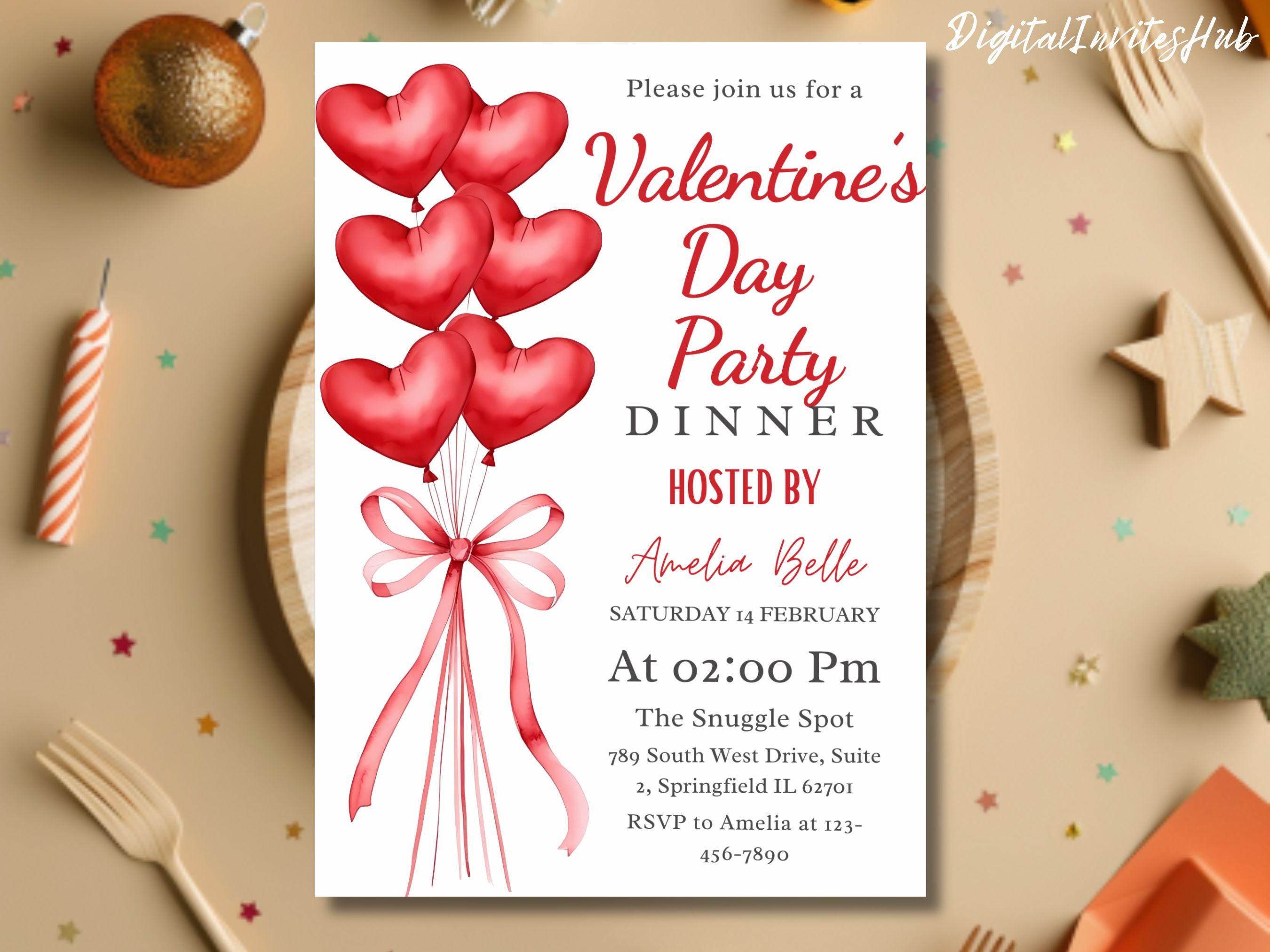 Editable Valentine's Day Invitation, Valentine's Party Invitation ...