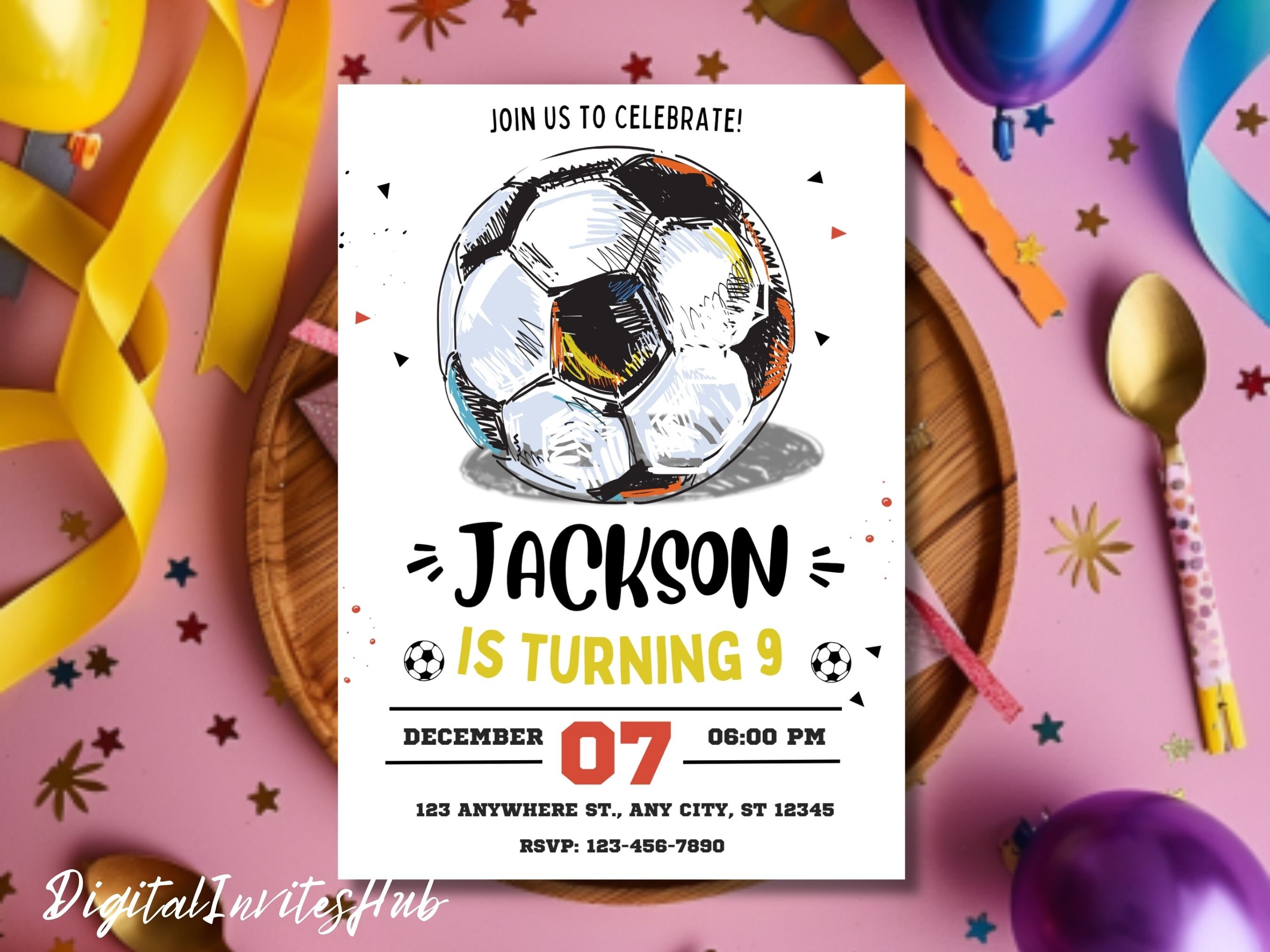 Editable Soccer Birthday Invitation Template (5x7 Inches) - Etsy