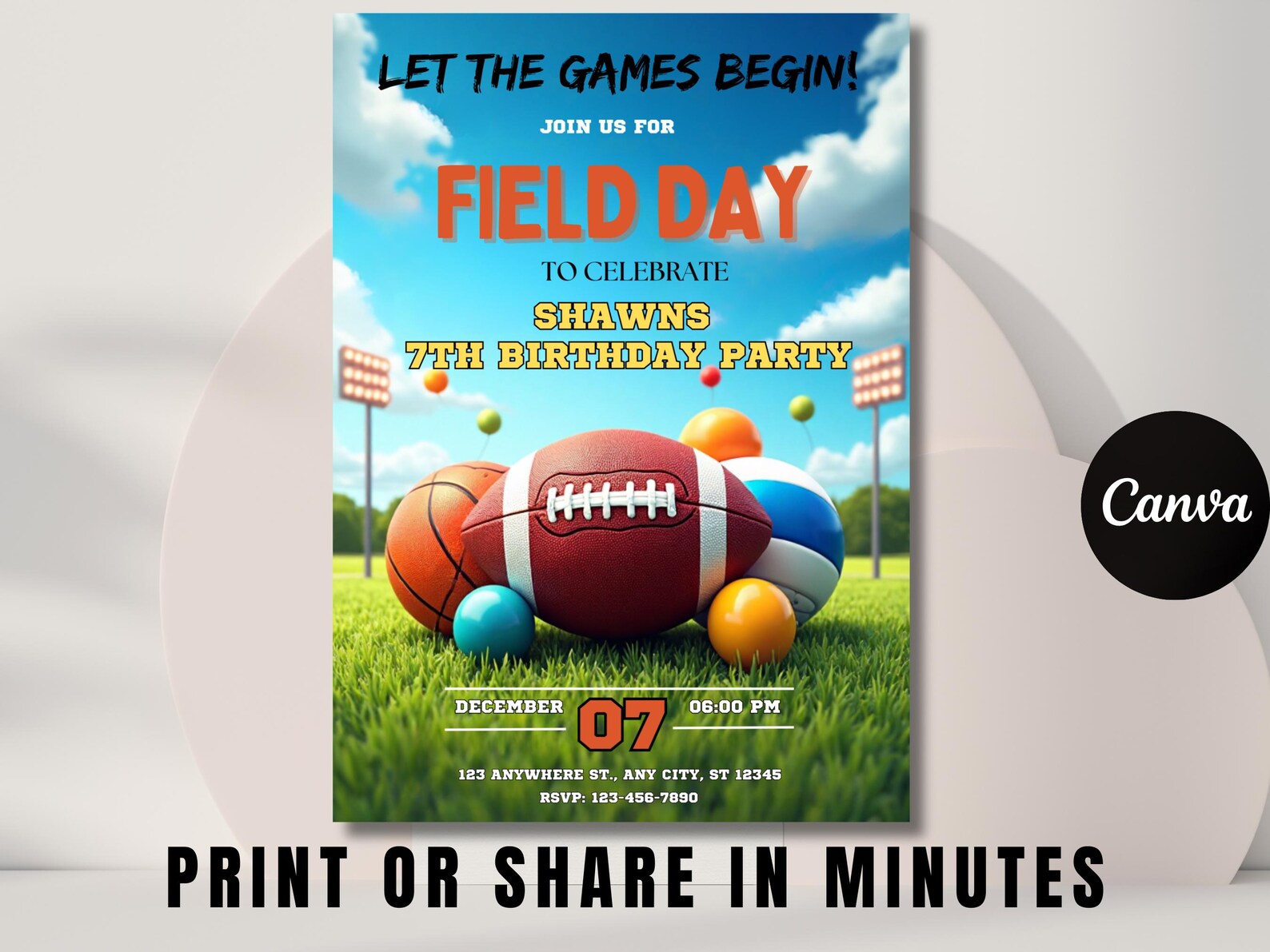 Editable Field Day Invitation, Sports Flyer Invite, Printable Template ...