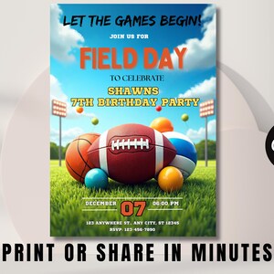 Editable Field Day Invitation, Sports Flyer Invite, Printable Template ...