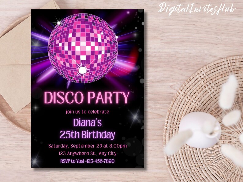 Editable Disco Party Birthday Invitation, Tie Dye Disco Gender Neutral ...