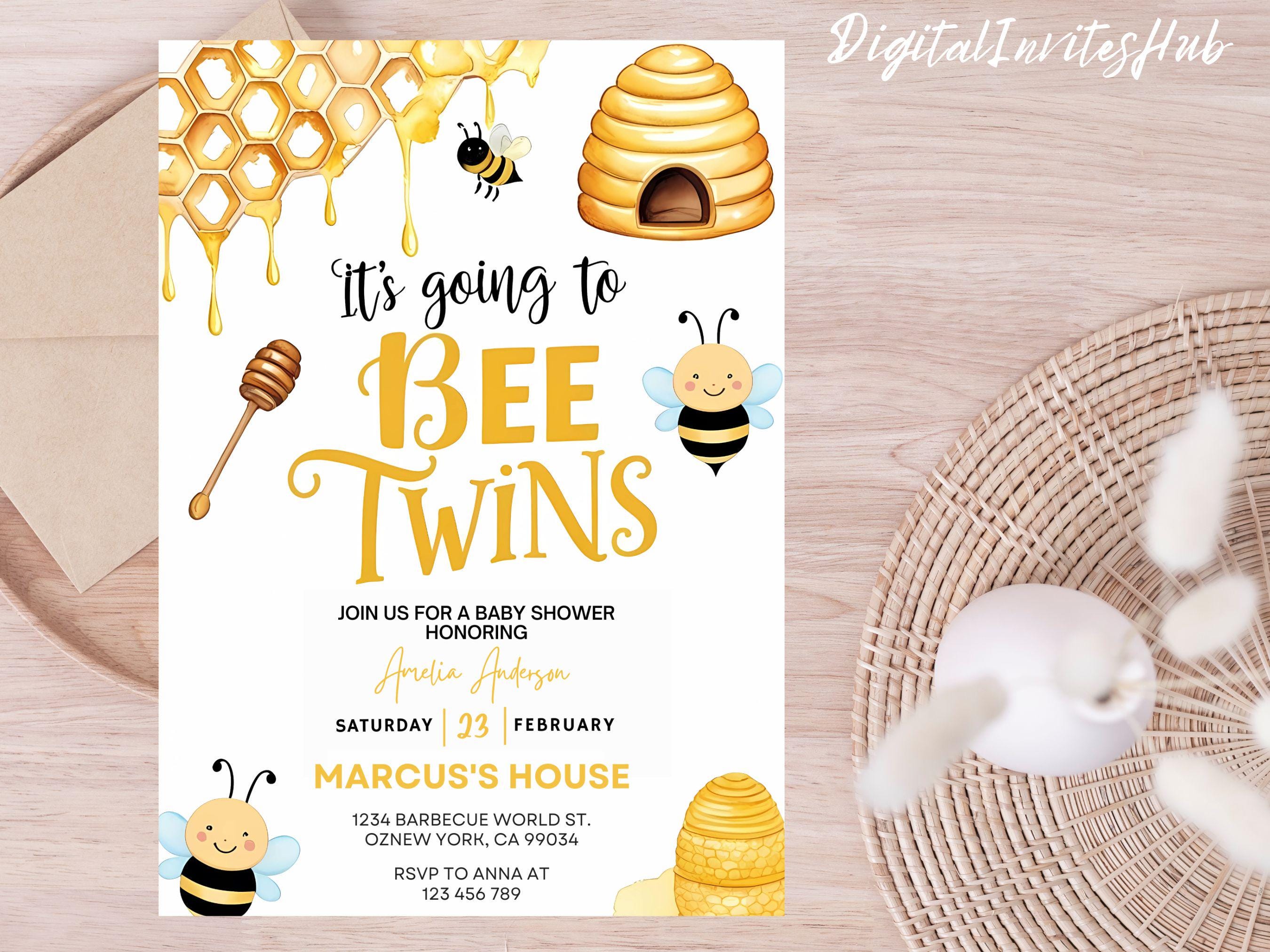 It's Going to Bee Twins | Yellow Bumble Bee Themed Baby Shower ...