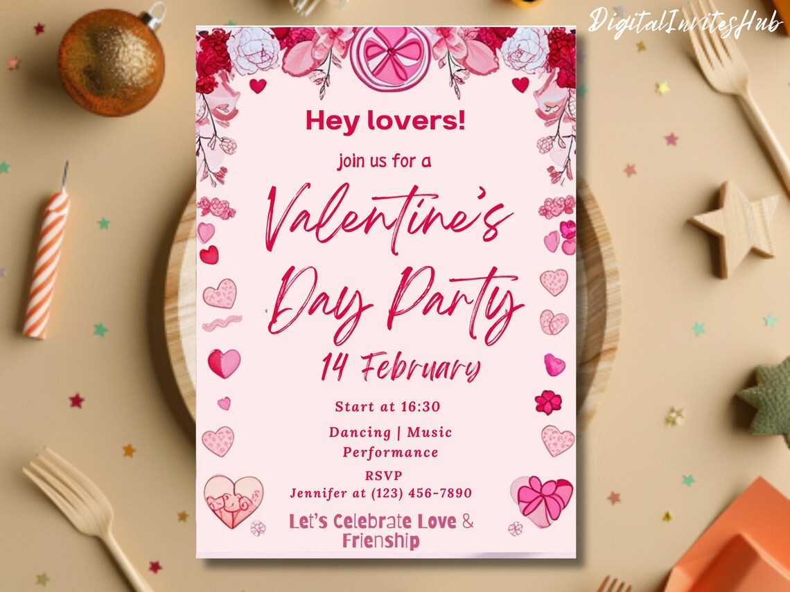 EDITABLE Valentines Day Party Invitation Kids Valentines Day Party ...