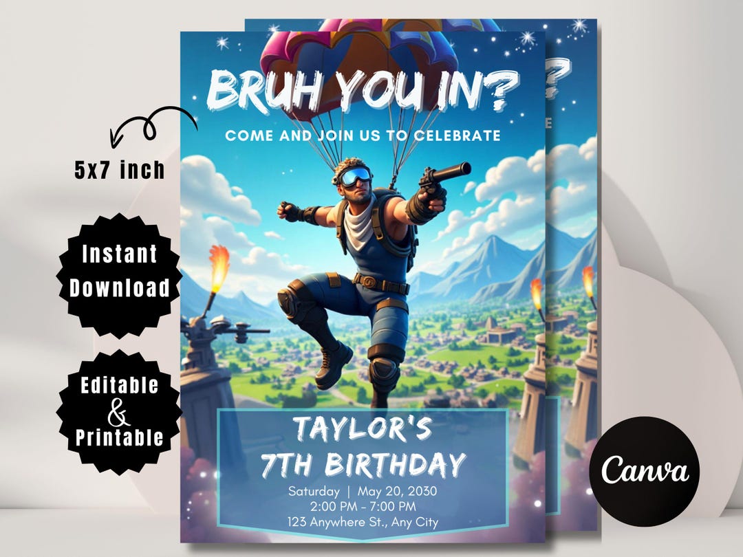 Gamer Birthday Invitation: Level Up! Video Game Party (5x7 PDF Template ...