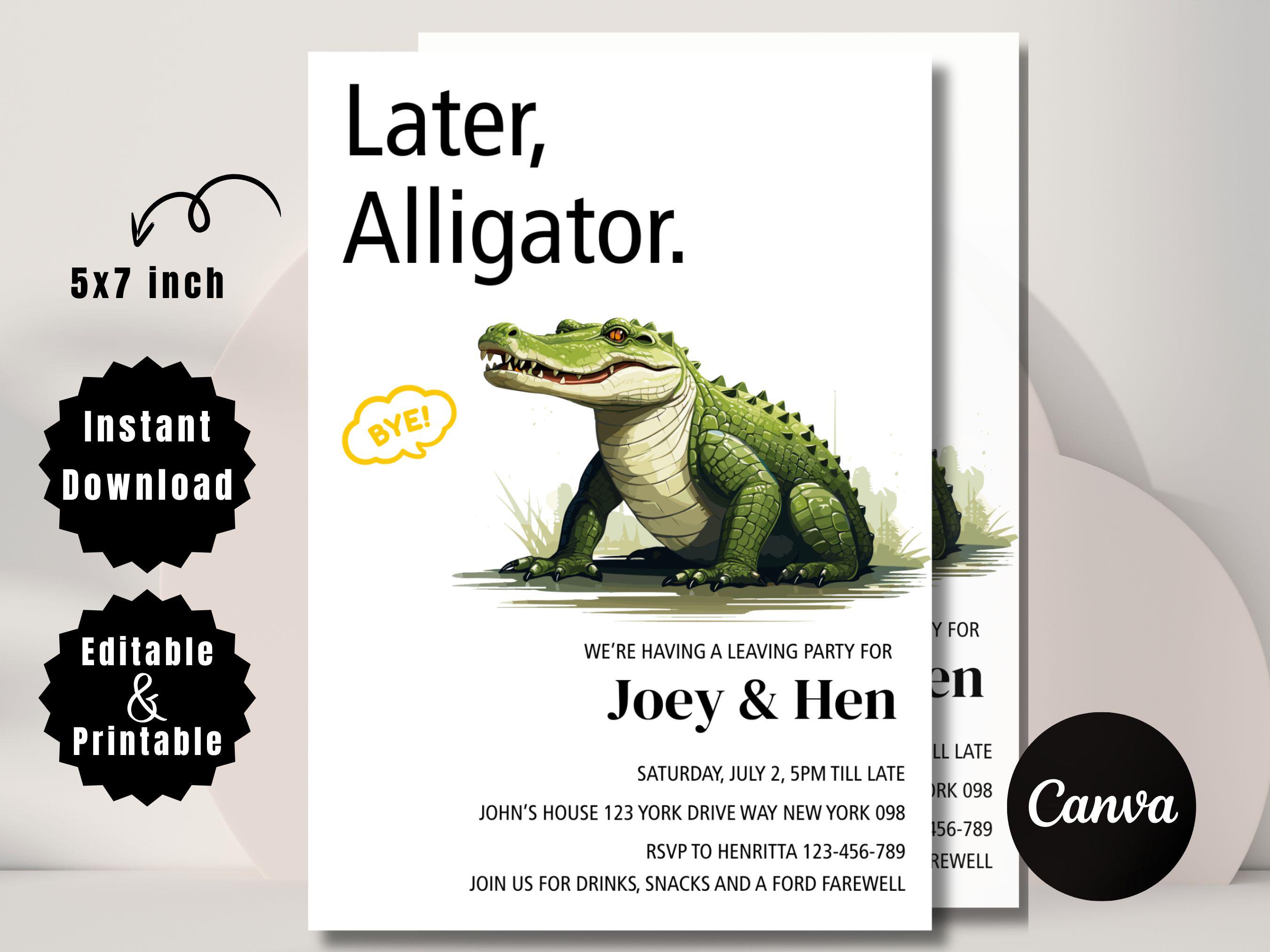 Alligator Birthday Party Invitation: Editable Gator Invite (digital ...