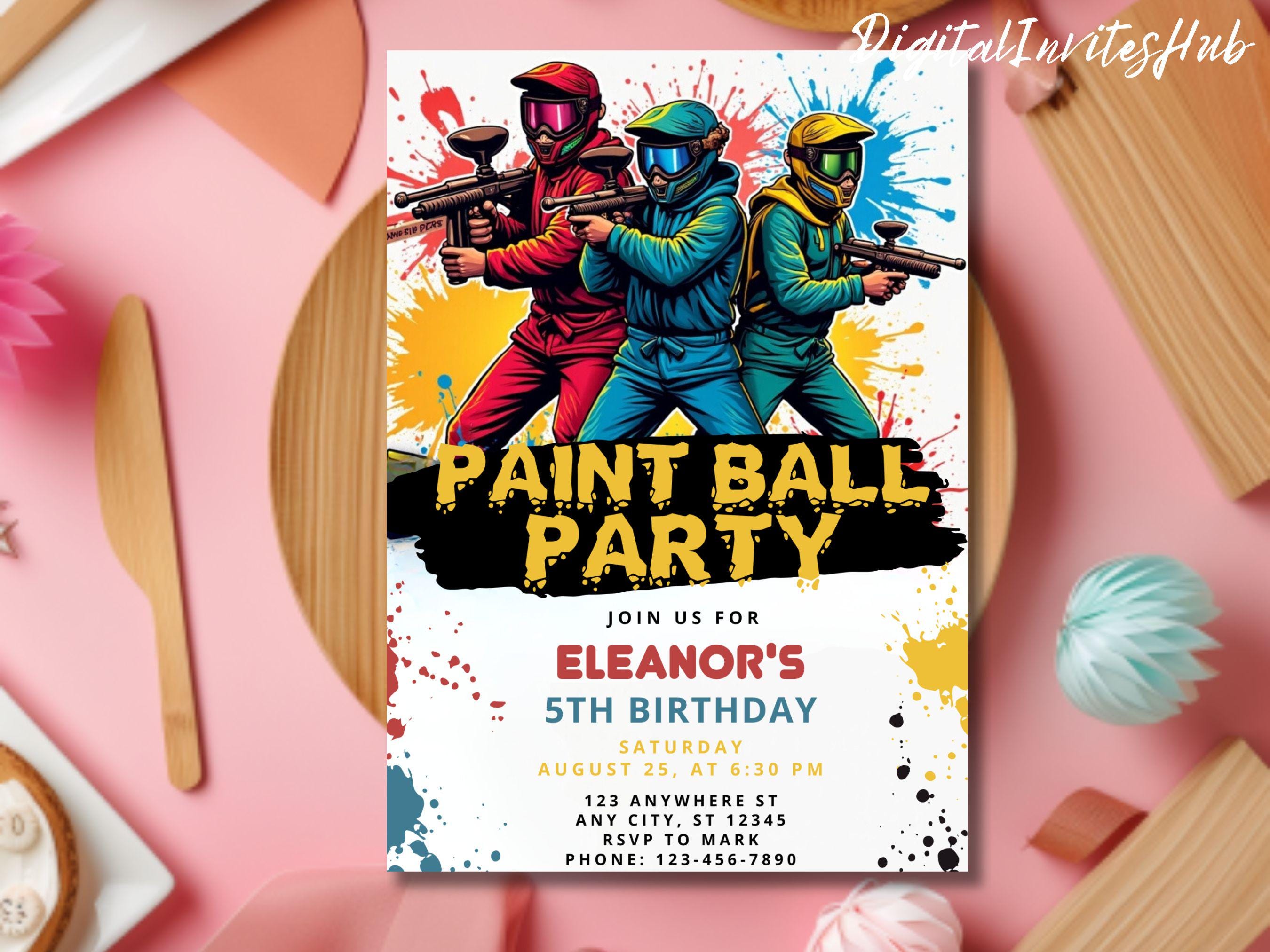 Paintball Birthday Invitation Boy EDITABLE Paintball Party Invite ...