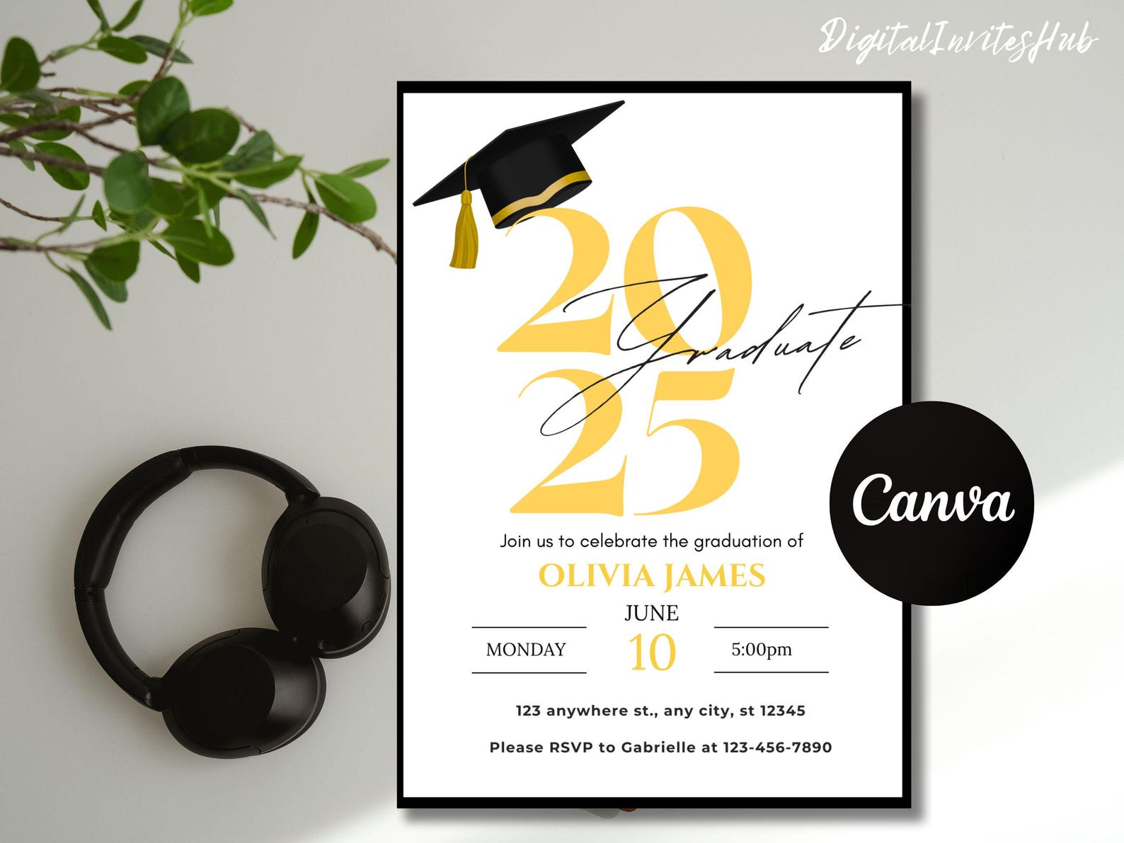Graduation Invitation Template: Class of 2025, Editable 5x7 (digital ...