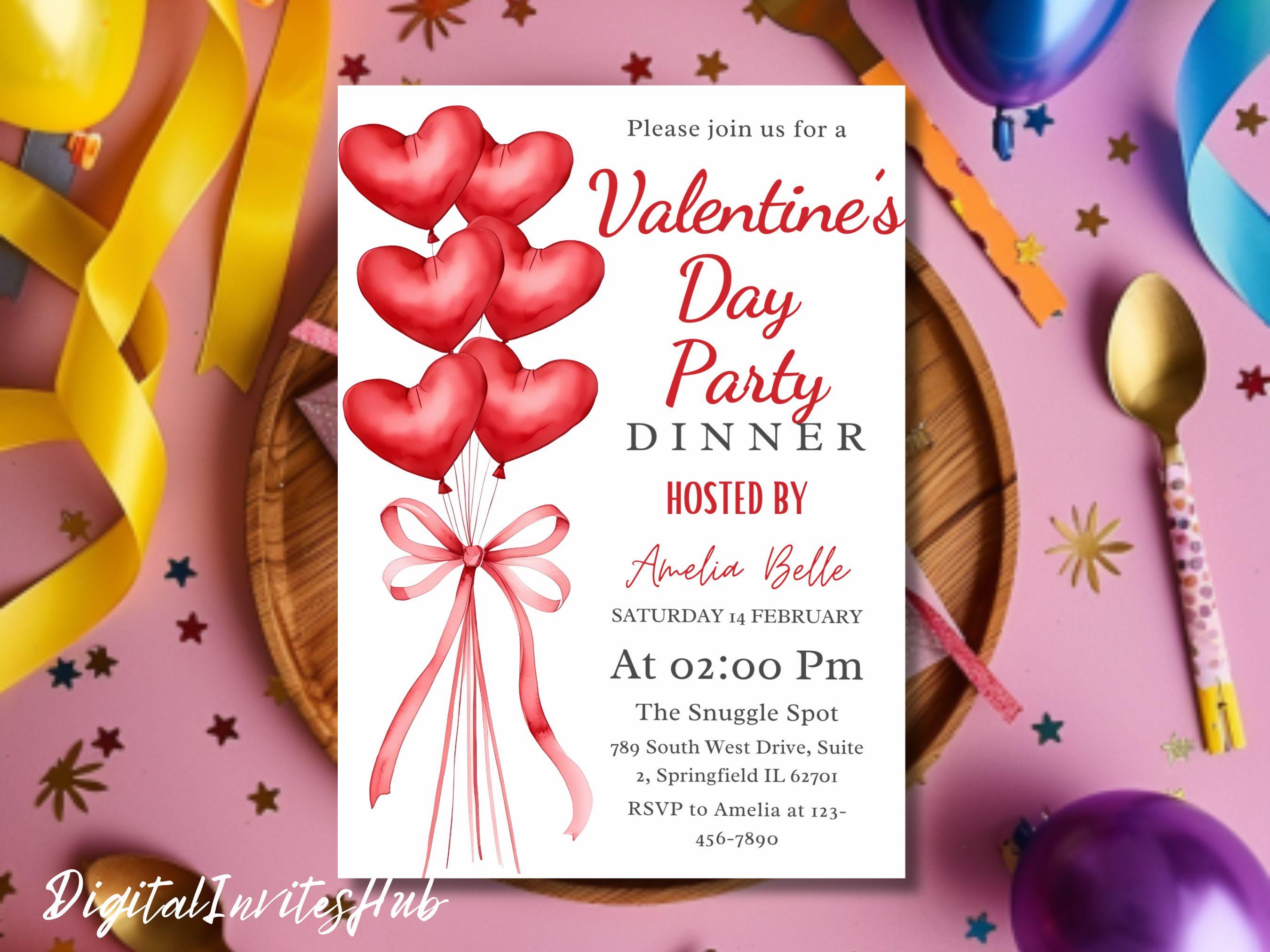 Editable Valentine's Day Invitation, Valentine's Party Invitation ...
