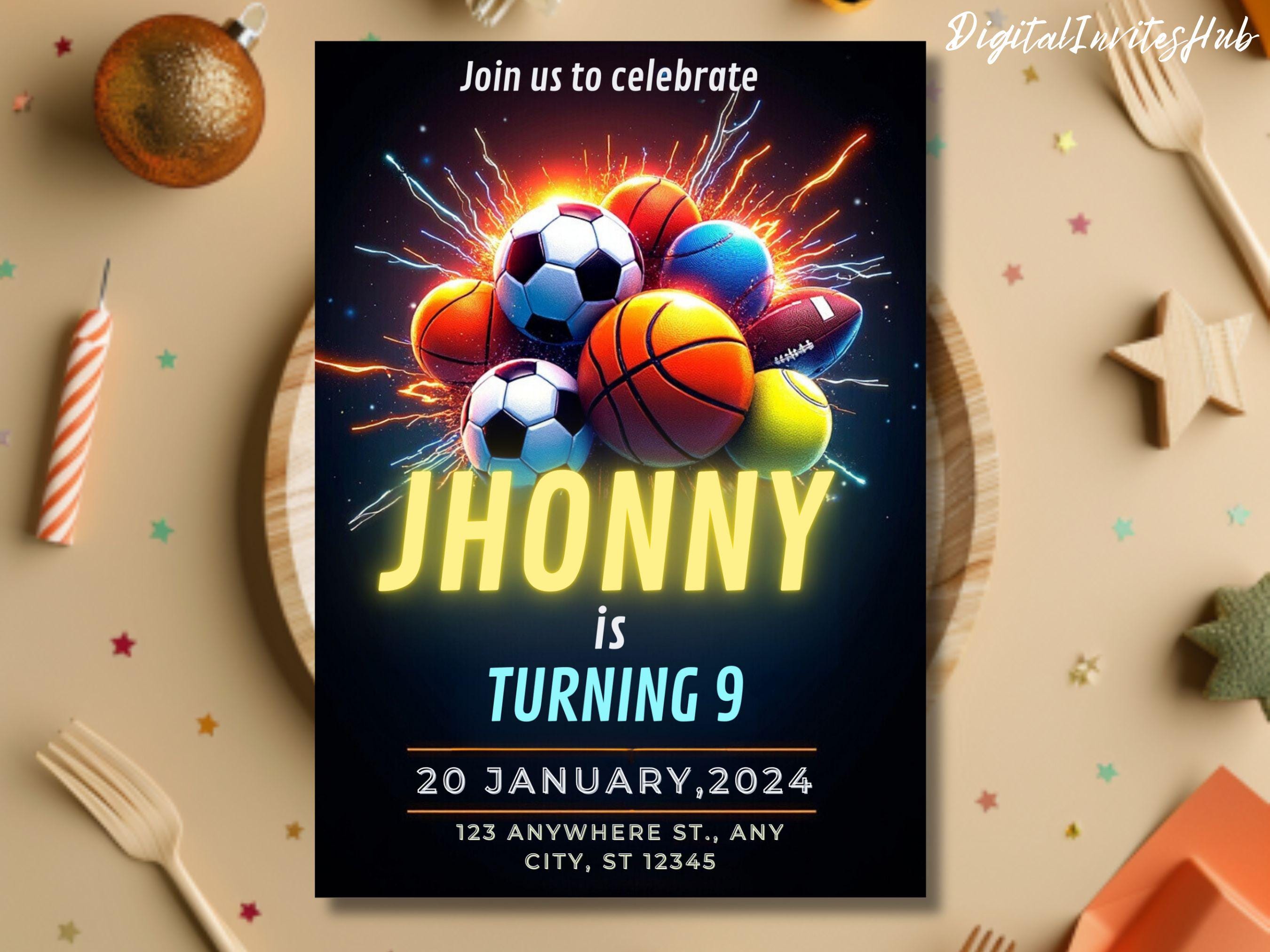 Editable Sports Invitation, Neon Sports Invites, Sports Flyer, Sport ...