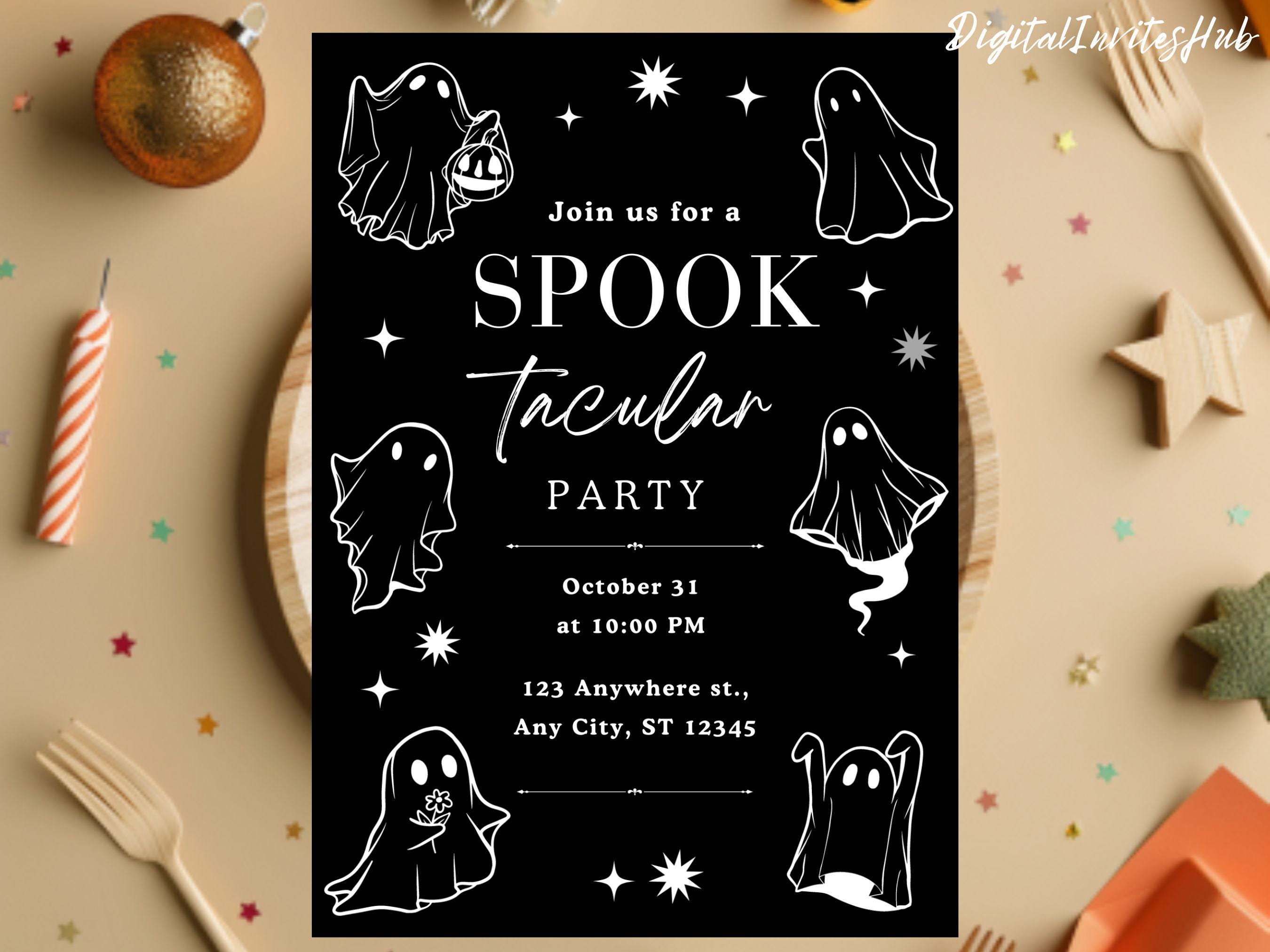 Editable Halloween Birthday Invitation, Halloween Ghost Invitation ...