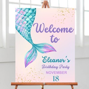 Mermaid Birthday Welcome Sign: Editable Under the Sea Party (digital ...