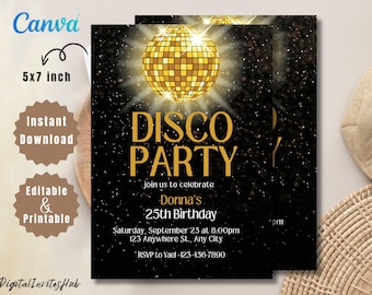 Disco Party Birthday Invitation, Disco Gender Neutral Invites, Dance ...