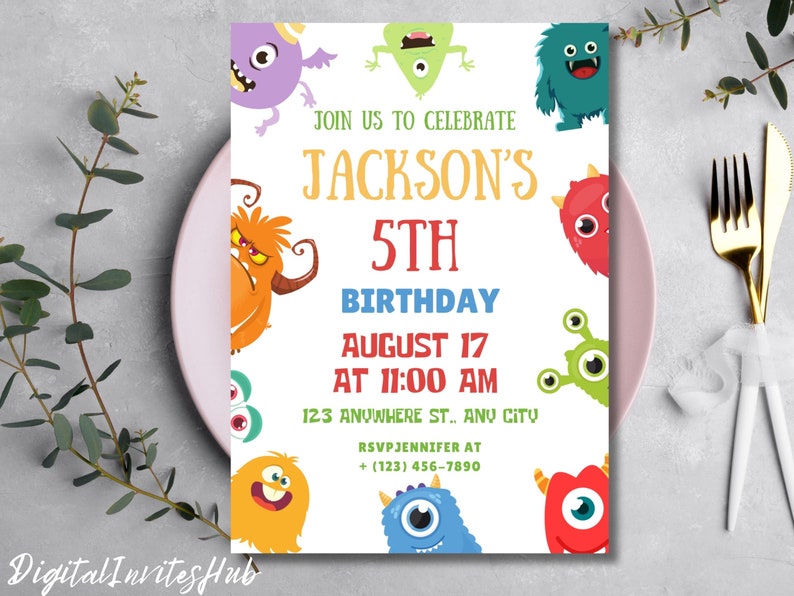 Editable Monster Birthday Invitation Template, Monster Birthday ...