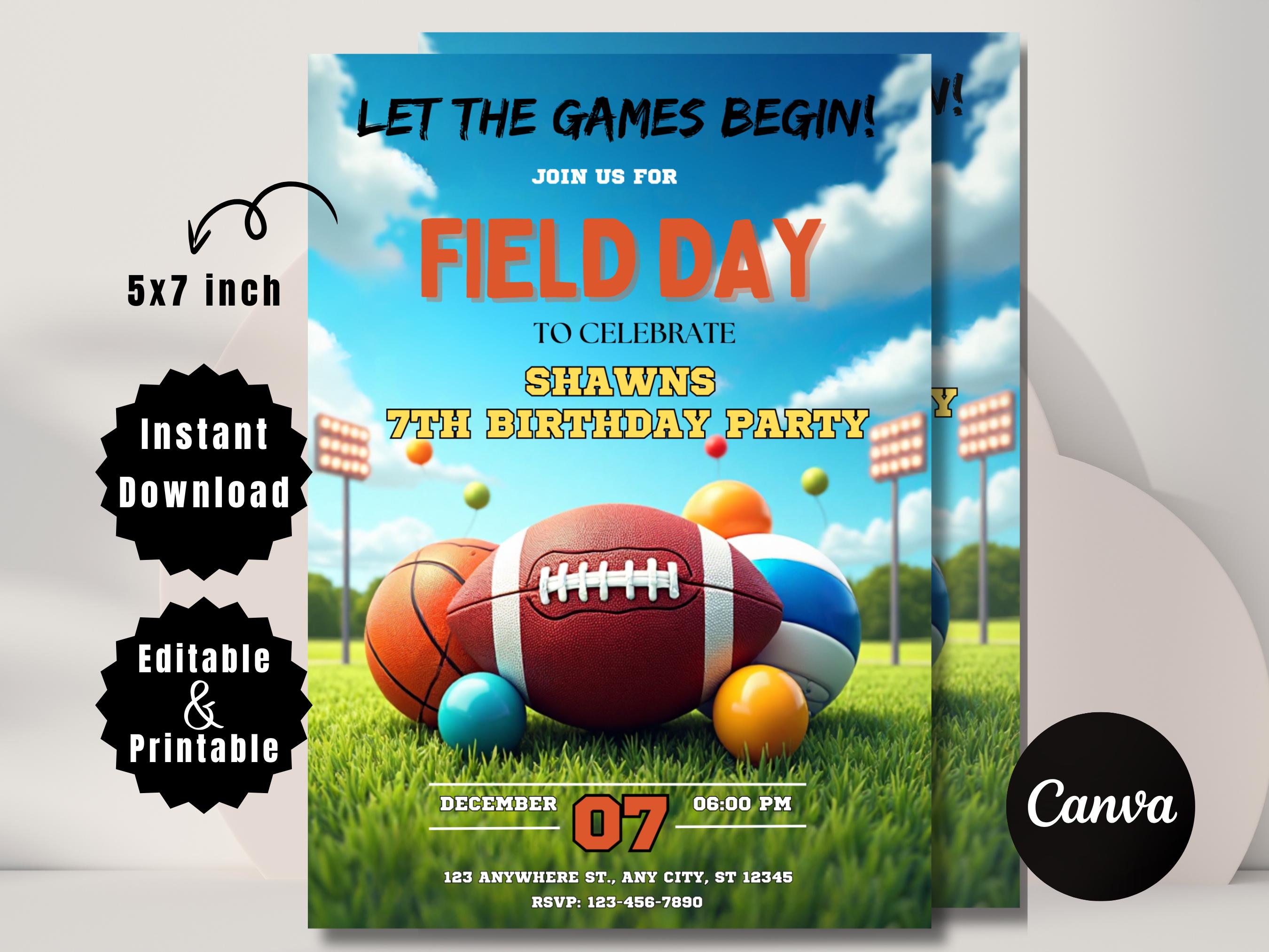 Editable Field Day Invitation, Sports Flyer Invite, Printable Template ...
