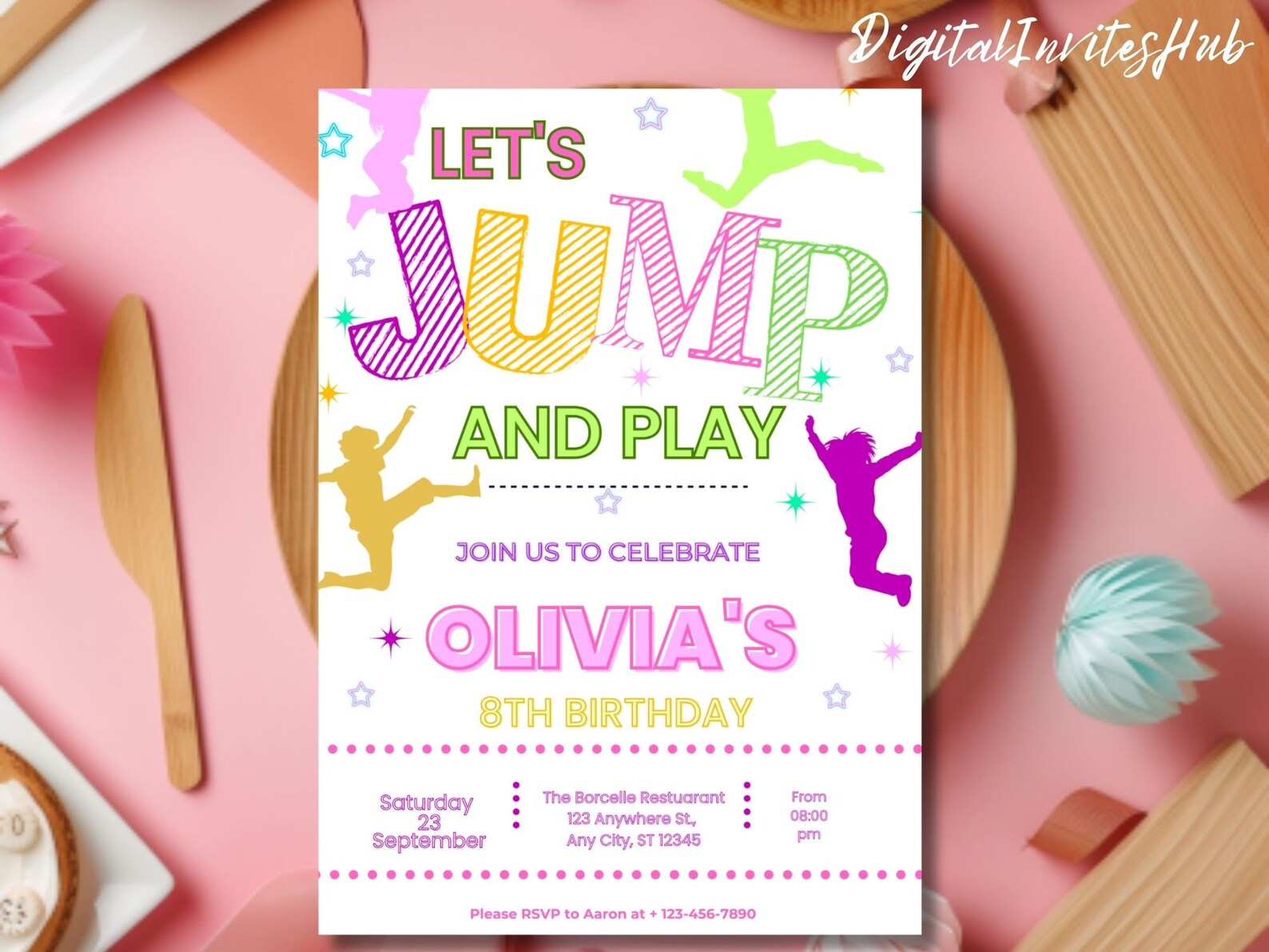 Jump Invitation Editable Jump Birthday Invite Trampoline Party Bounce ...