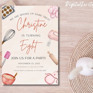 Kids Baking Party Invitation: Editable Cooking Birthday Invite (digital ...