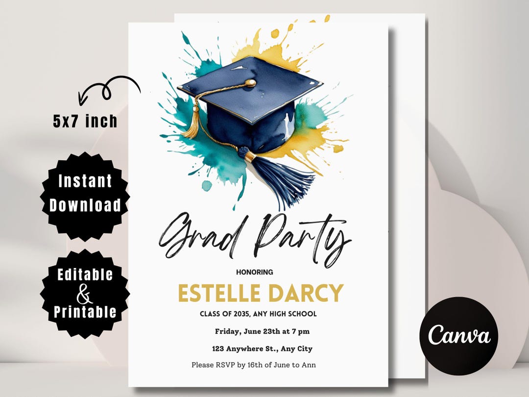 Graduation Party Invitation Template, College & University Graduation ...