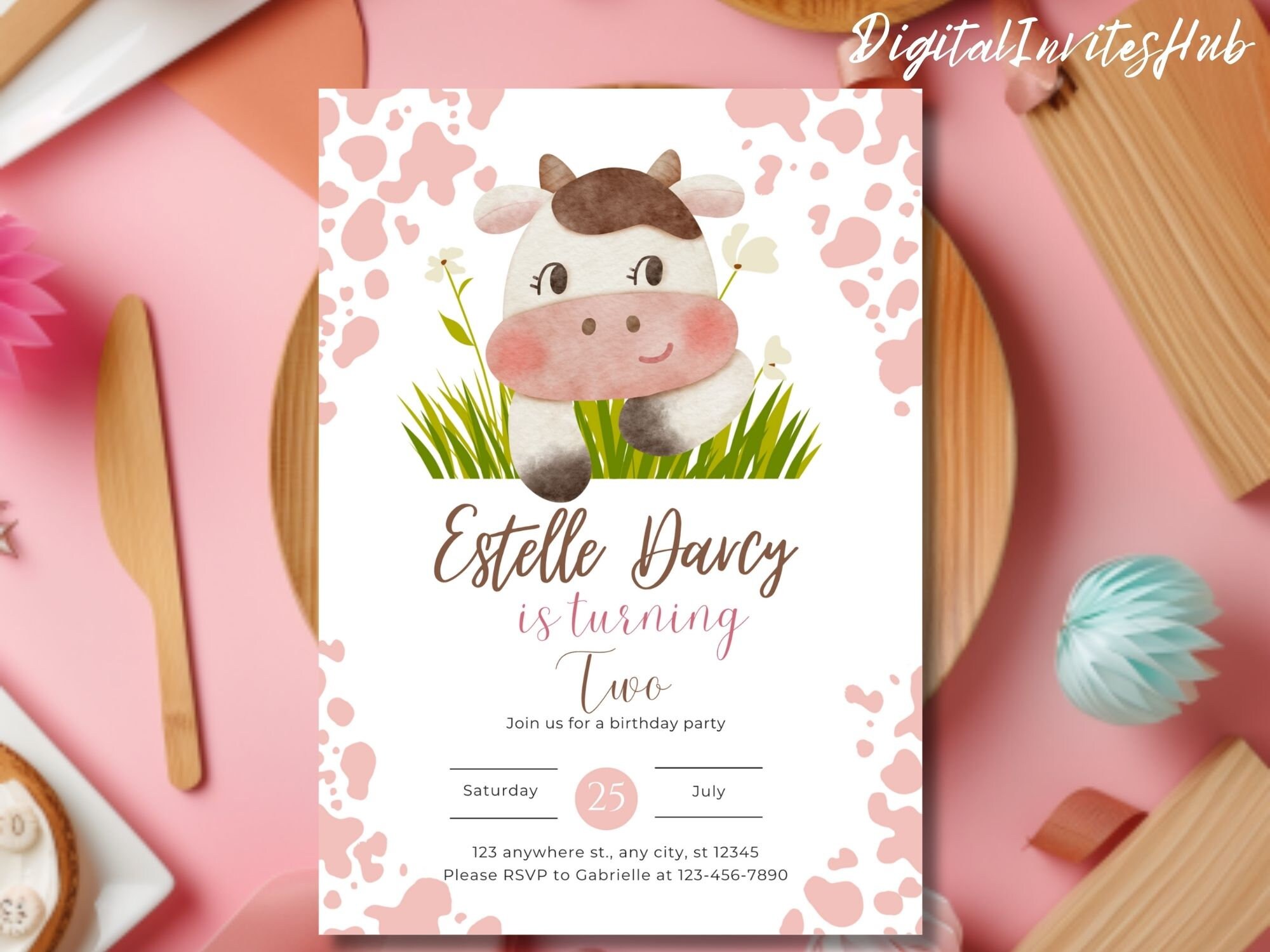 Holy Cow Birthday Invitation Template: Editable Cowgirl Party (5x7 ...