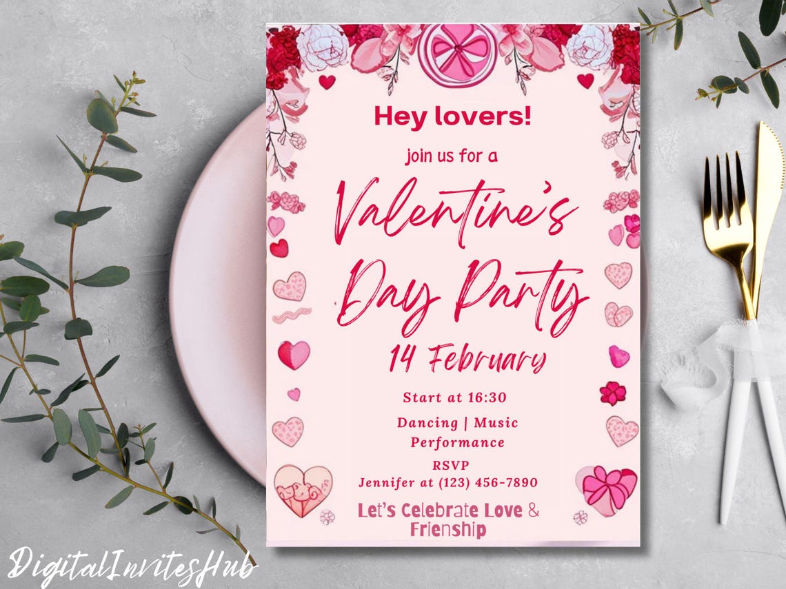 EDITABLE Valentines Day Party Invitation Kids Valentines Day Party ...