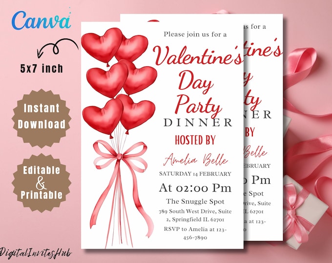 EDITABLE Valentines Day Party Invitation Kids Valentines Day Party ...
