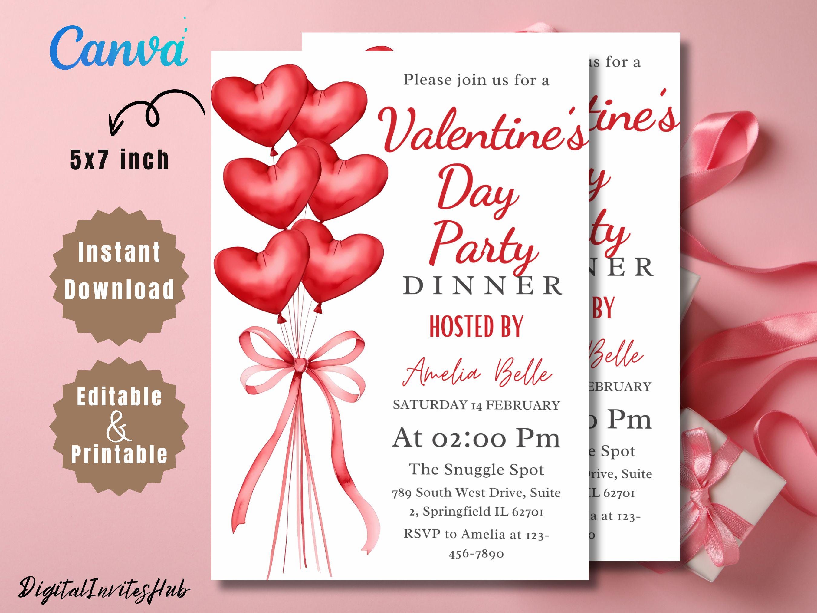 Editable Valentine's Day Invitation, Valentine's Party Invitation ...