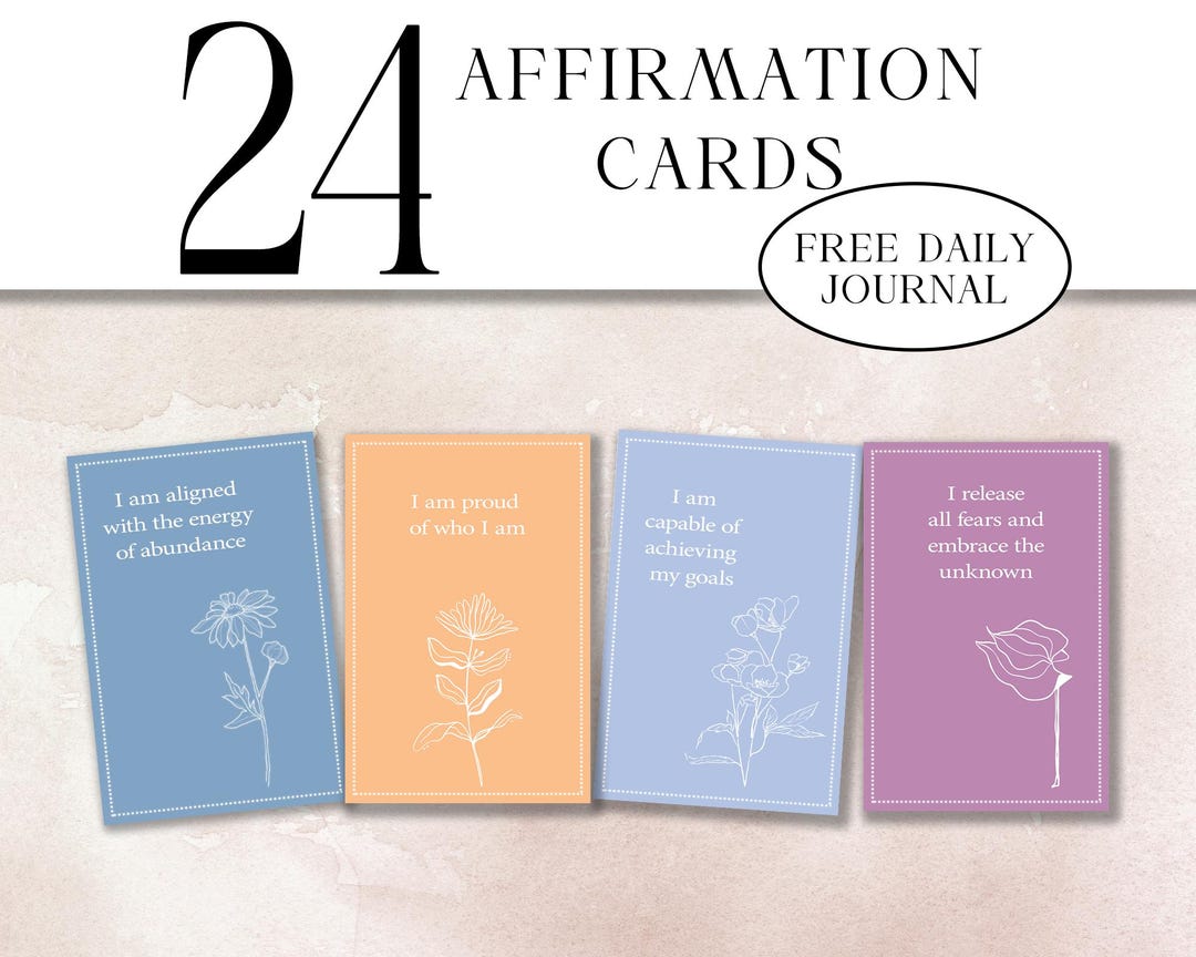 Floral Colourful Affirmation Cards, Everyday Affirmation Cards ...