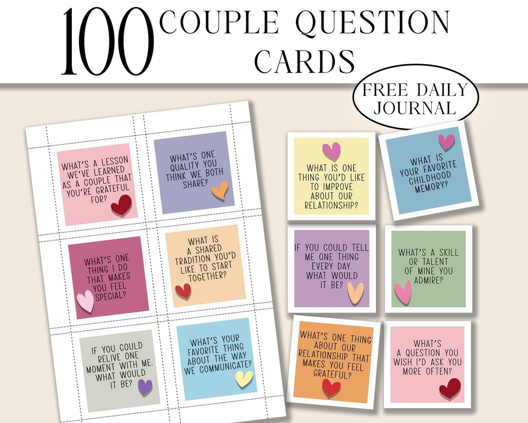 Printable Couple Question Cards, Relationship Conversation Starters ...