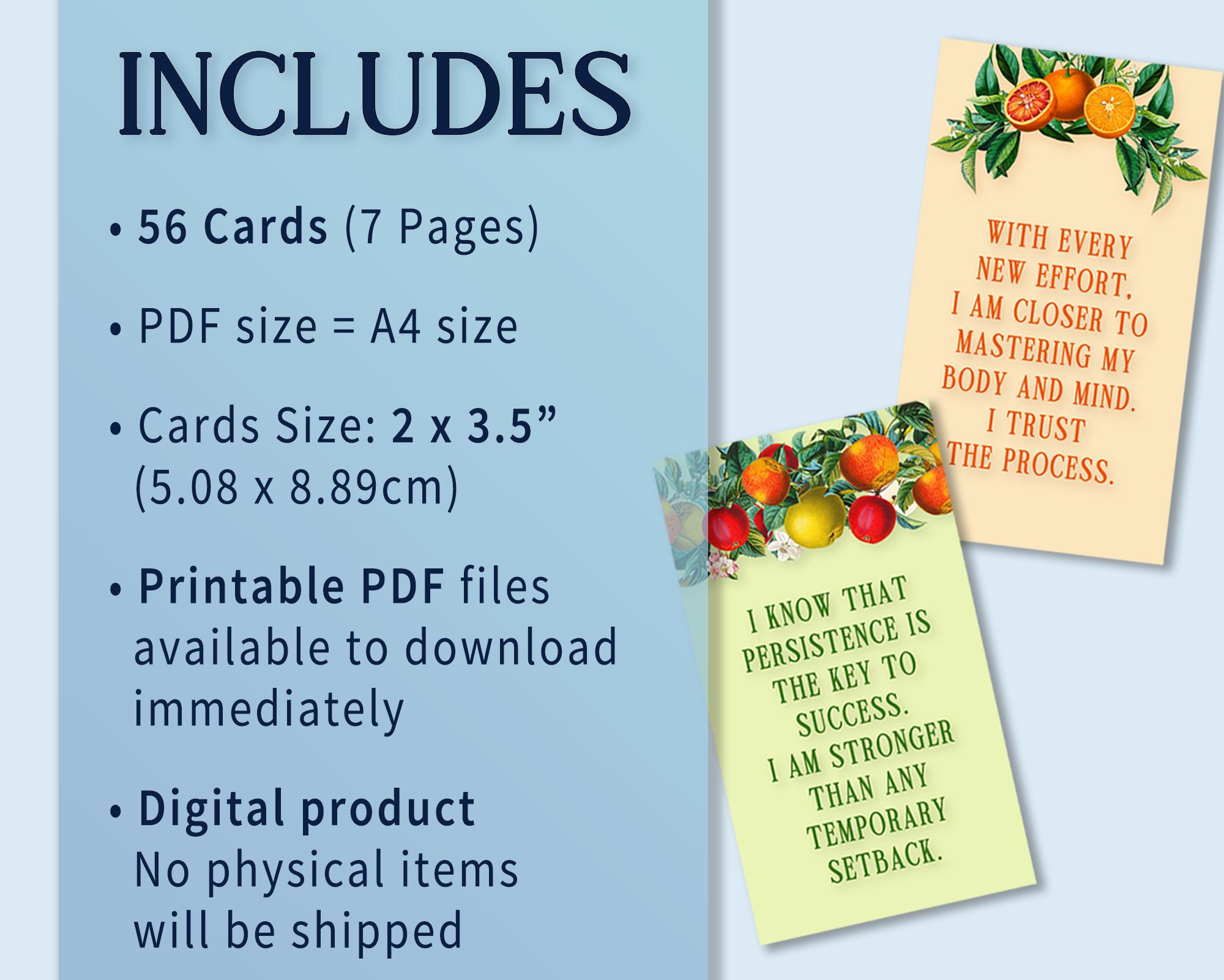 Weight Loss Motivation Cards, Printable Support Deck, Fitness ...