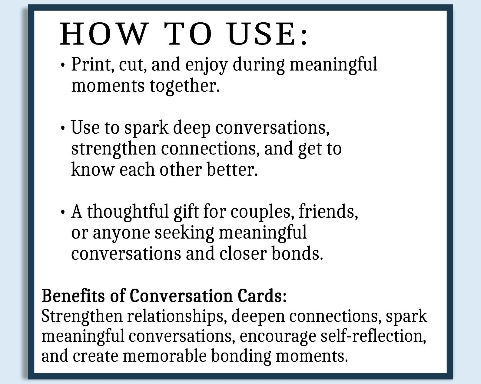 Printable Conversation Game for Couples and Friends, Deep Questions to ...