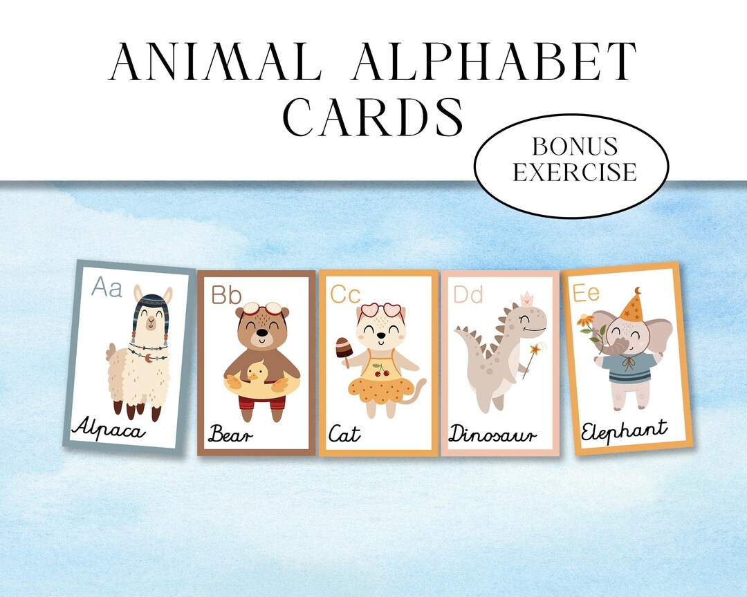 Animal Alphabet Cards, ABC Flashcards for Kids, Fun Learning & Movement ...