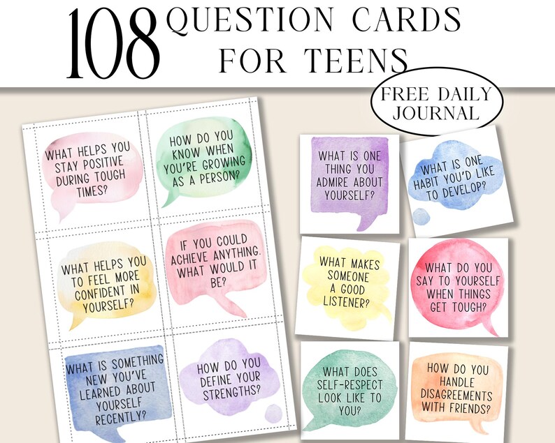 Printable Therapy Cards for Teens, DBT Tools, Self-discovery Prompts ...