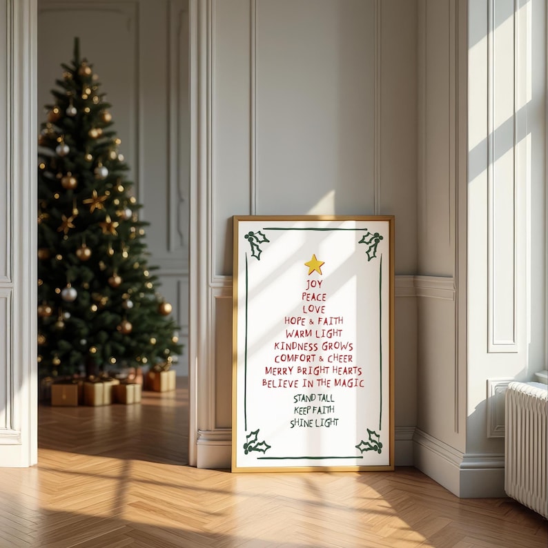Christmas Affirmation Tree Poster | Scandinavian Holiday Print ...