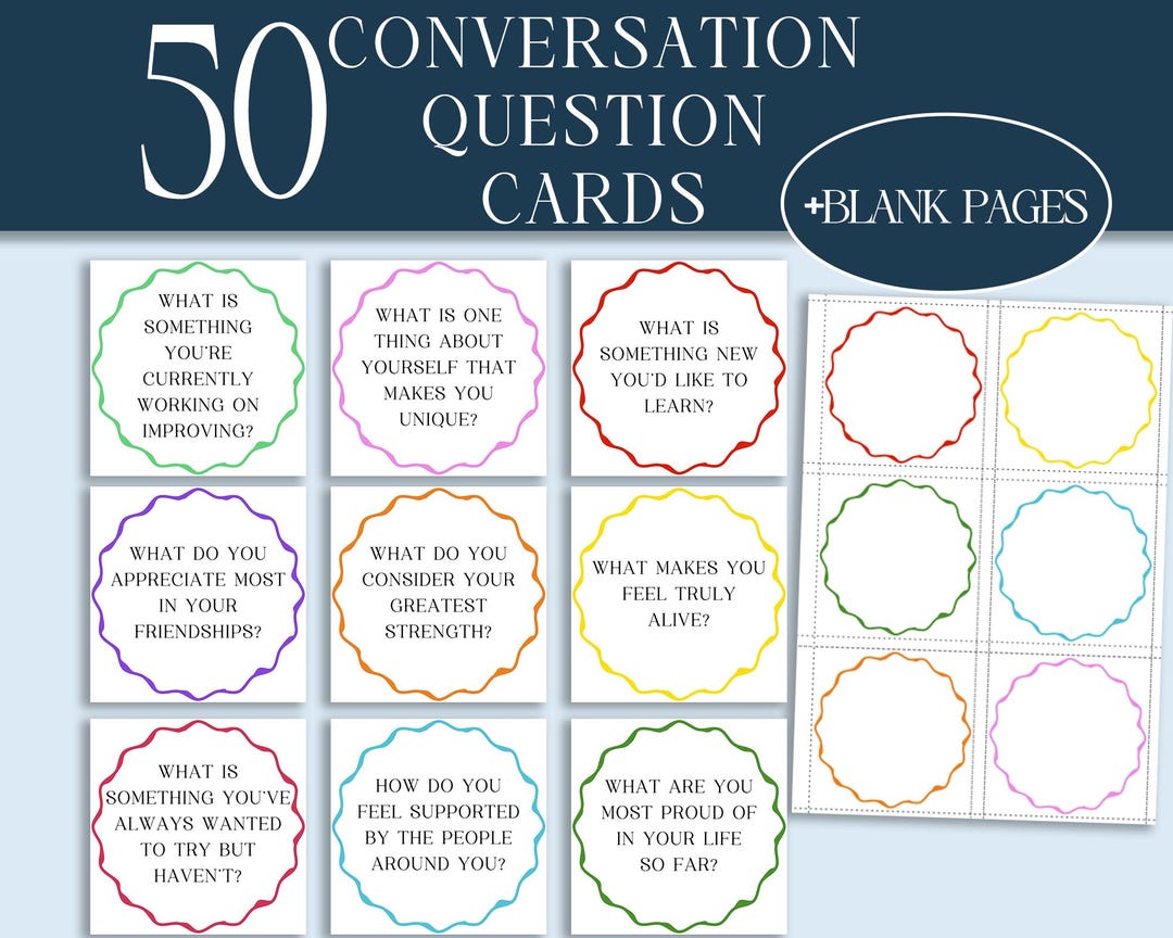 Printable Conversation Game for Couples and Friends, Deep Questions to ...