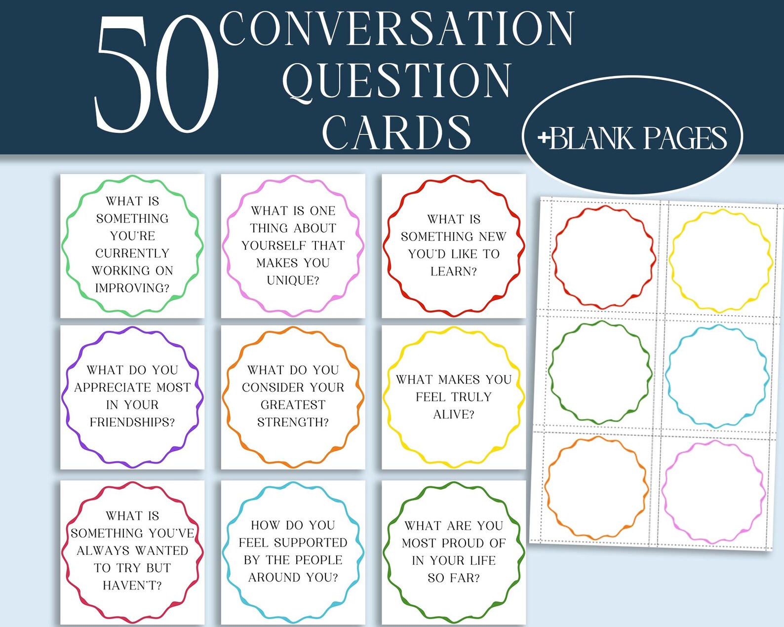 Printable Conversation Game for Couples and Friends, Deep Questions to ...