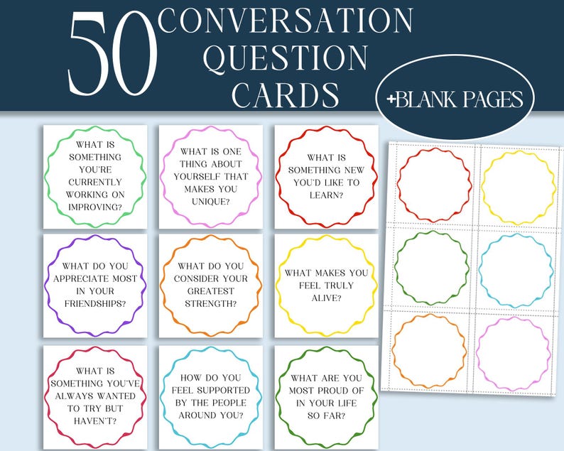 Printable Conversation Game for Couples and Friends, Deep Questions to ...