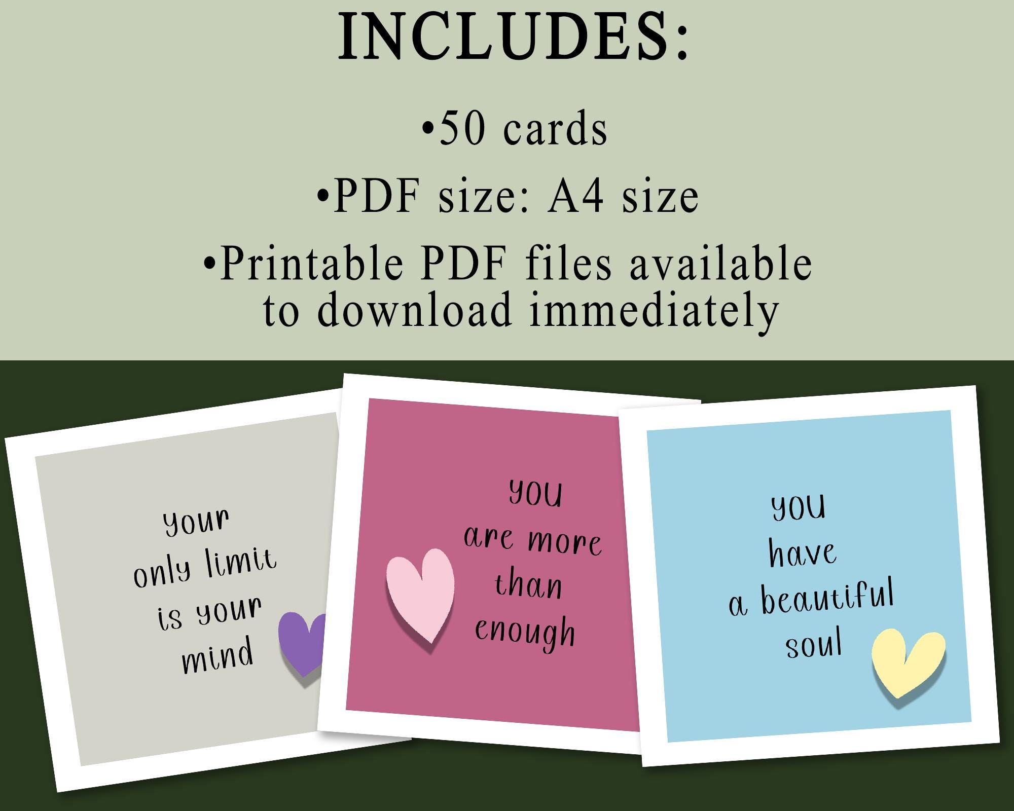 Heart Affirmation Cards | Daily Motivational Printable Cards | Positive ...