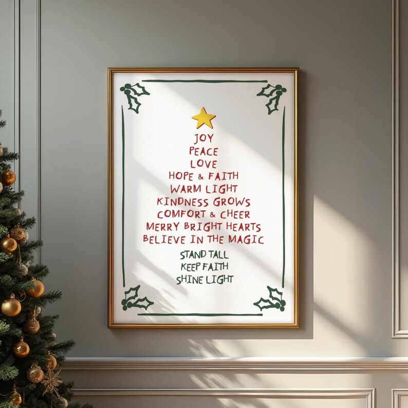 Christmas Affirmation Tree Poster | Scandinavian Holiday Print ...