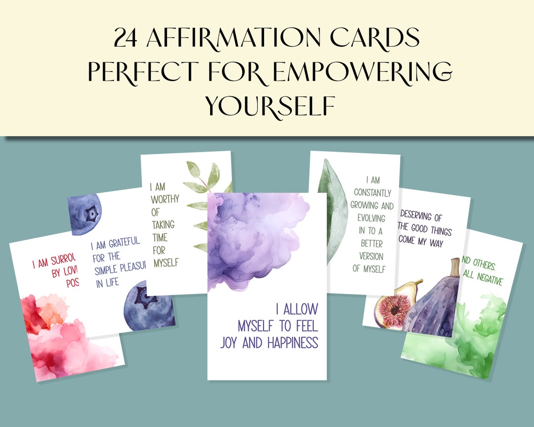 24 Water Colour Affirmation Cards Everyday Affirmation Cards ...
