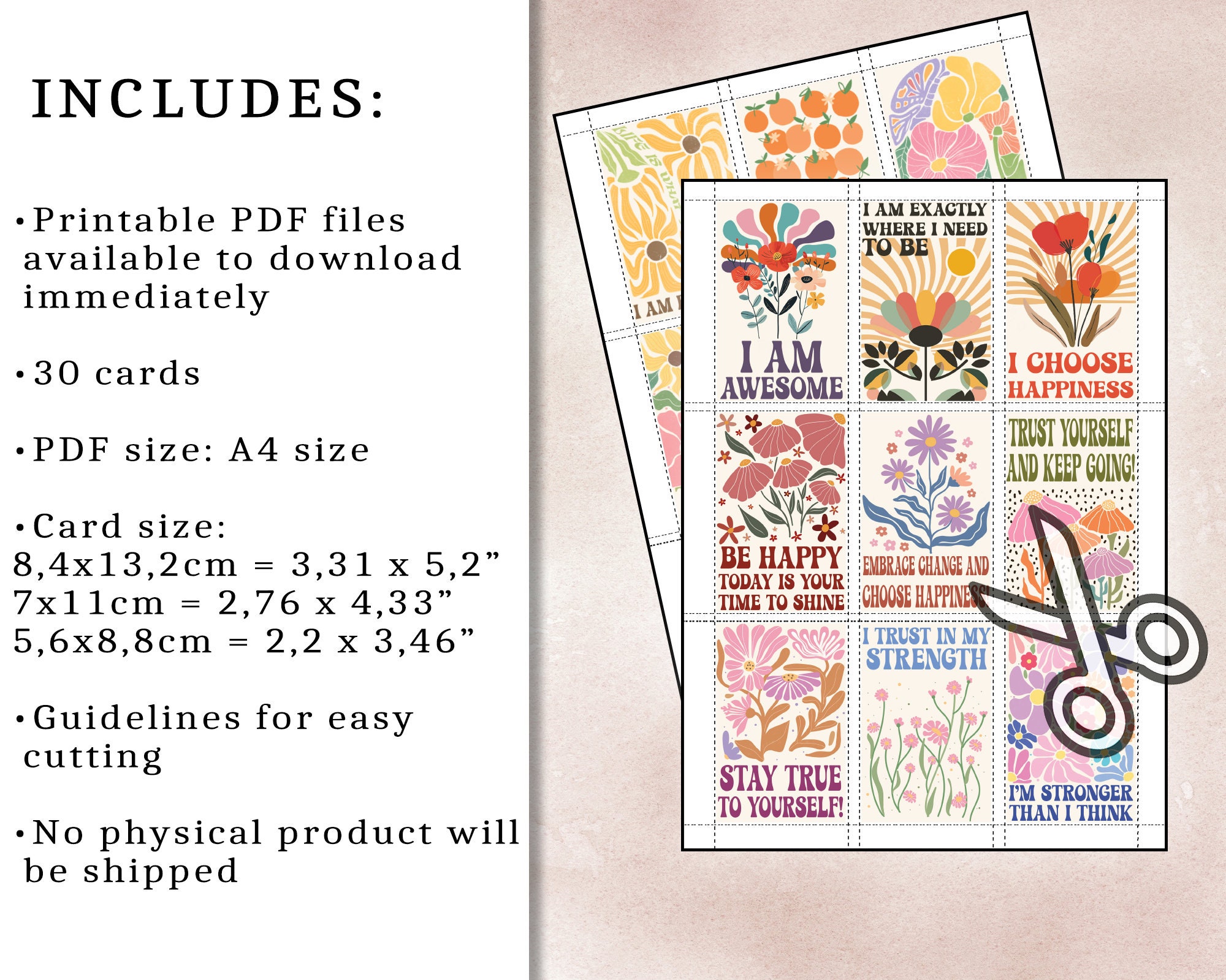 Boho Printable Affirmation Cards, Motivational Cards, Daily Positive ...