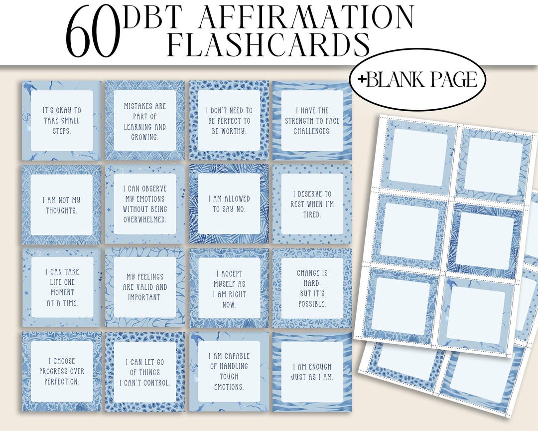 Printable DBT Affirmation Flashcards Boost Emotional Regulation, Self ...