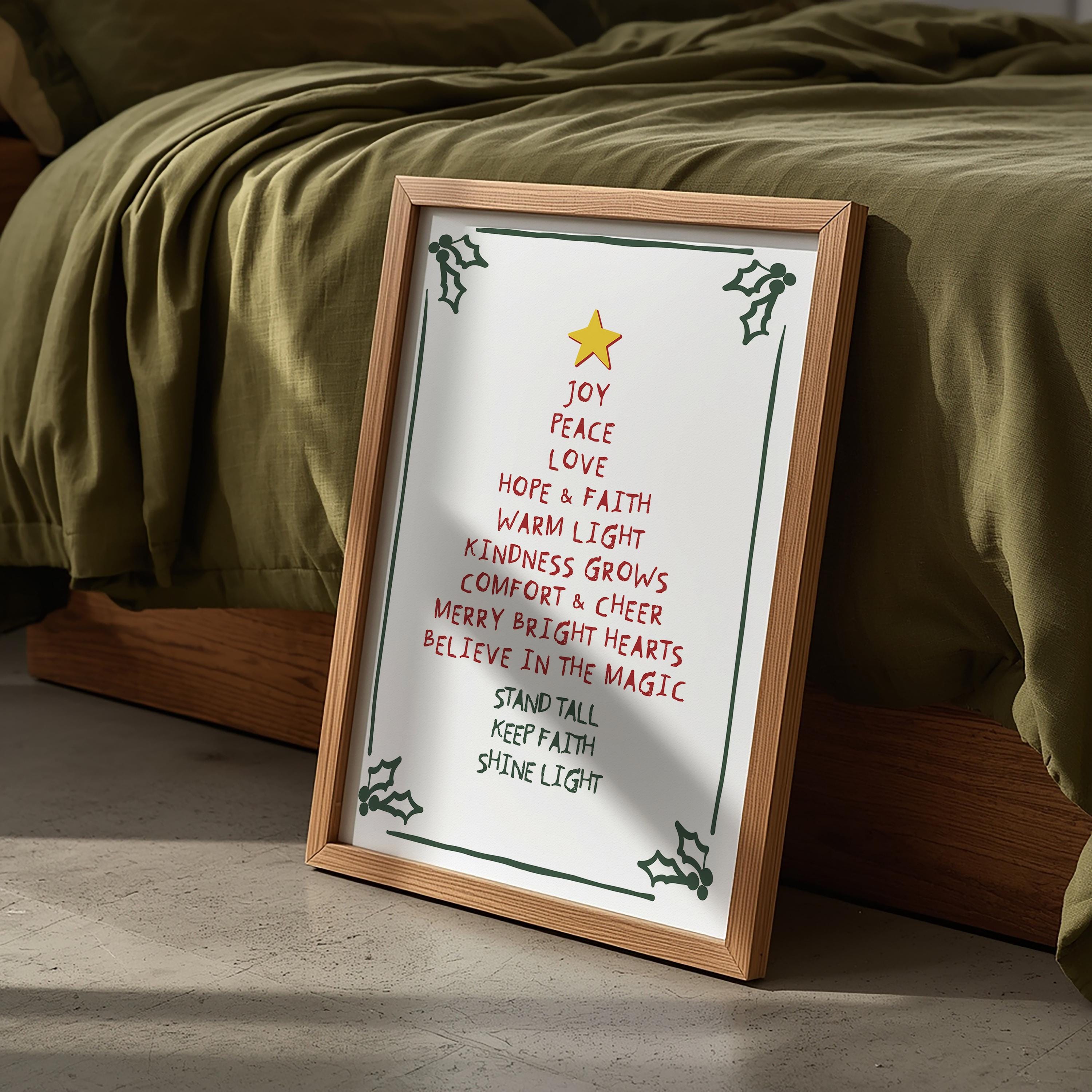 Christmas Affirmation Tree Poster | Scandinavian Holiday Print ...