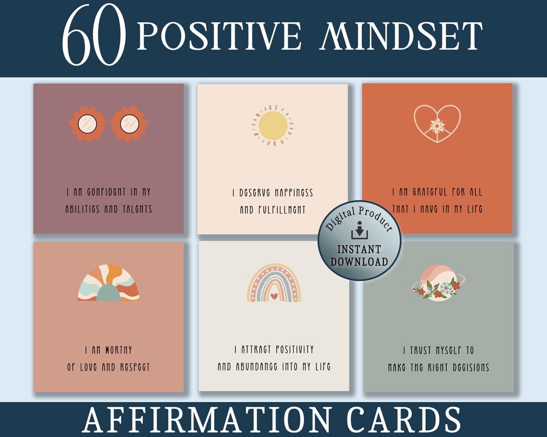 Positive Mindset Affirmation Cards | Daily Motivation, Mindfulness ...
