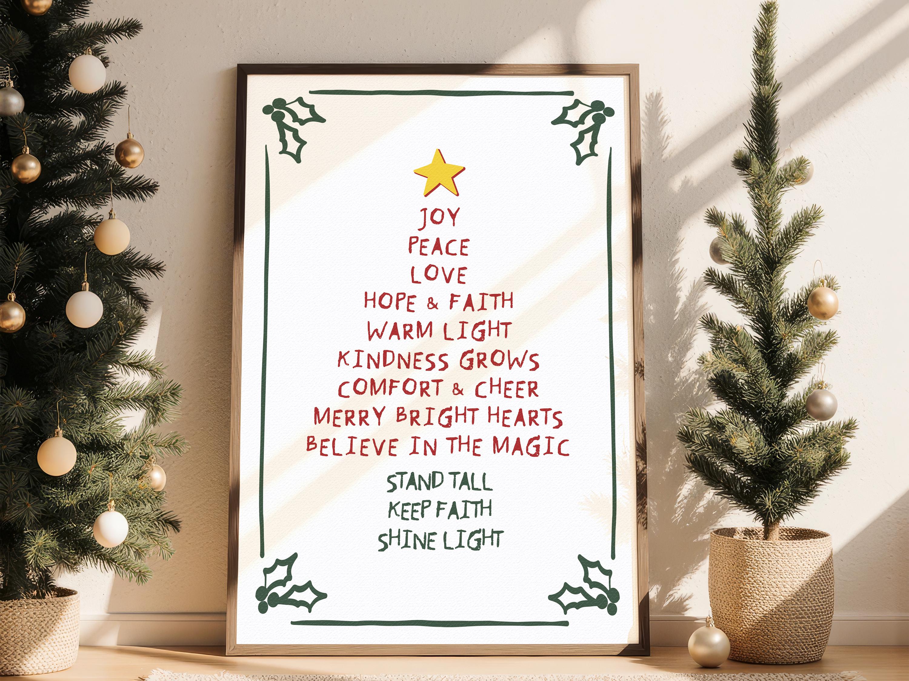 Christmas Affirmation Tree Poster | Scandinavian Holiday Print ...