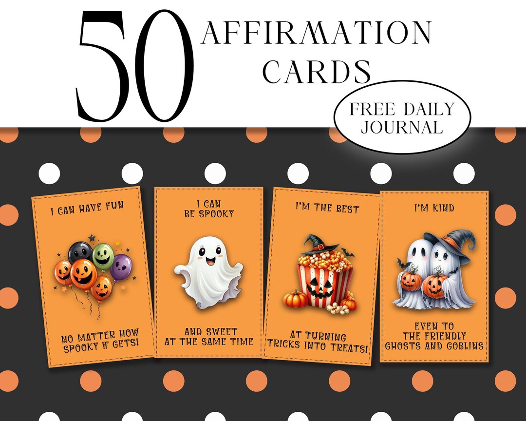 50 Kids Affirmation Cards for Halloween, Affirmation for Kids ...