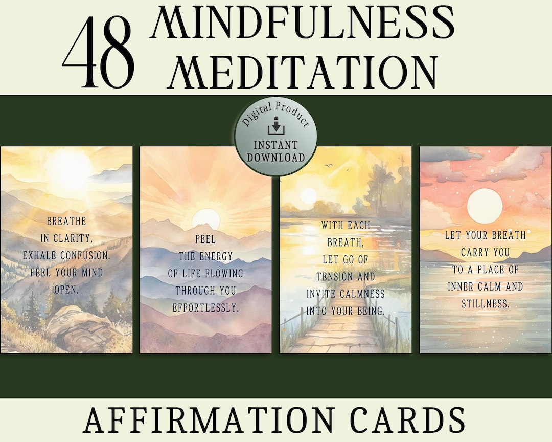 48 Printable Meditation & Mindfulness Cards | Guided Breathing and ...